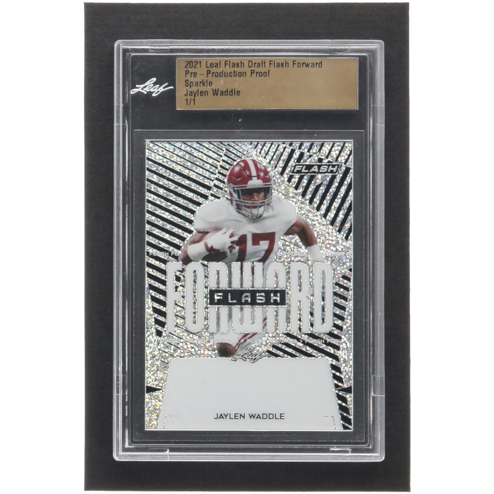 Jaylen Waddle 2021 Leaf Flash Draft Flash Forward Sparkle Pre ...