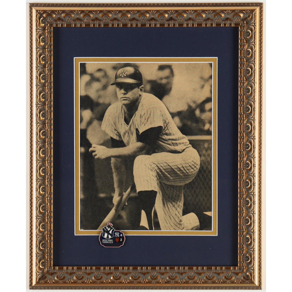 Vintage Mickey Mantle Black & White Yankees Custom Framed Photo Display ...