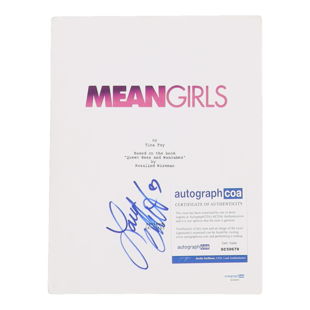 Lacey Chabert Signed "Mean Girls" 8x10 Script Cover Photo (ACOA ...