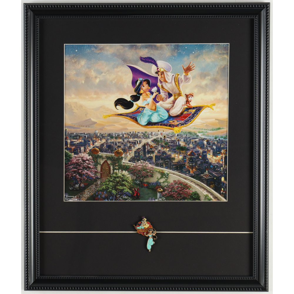 Thomas Kinkade "Aladdin" Custom Framed Print Display with (2) Movie ...