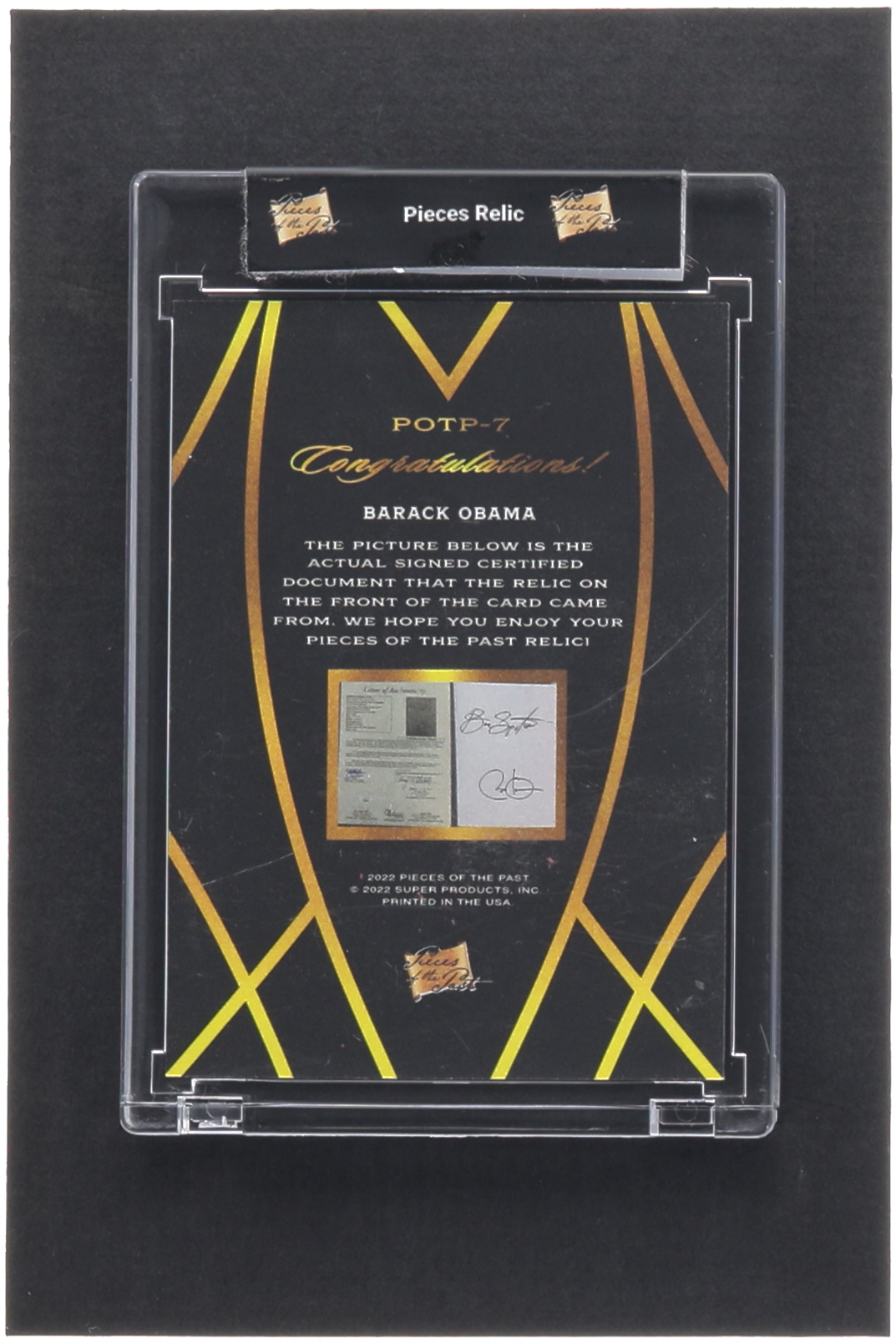 Barack Obama 2022 Pieces of the Past Relic #POTP7 | Pristine Auction