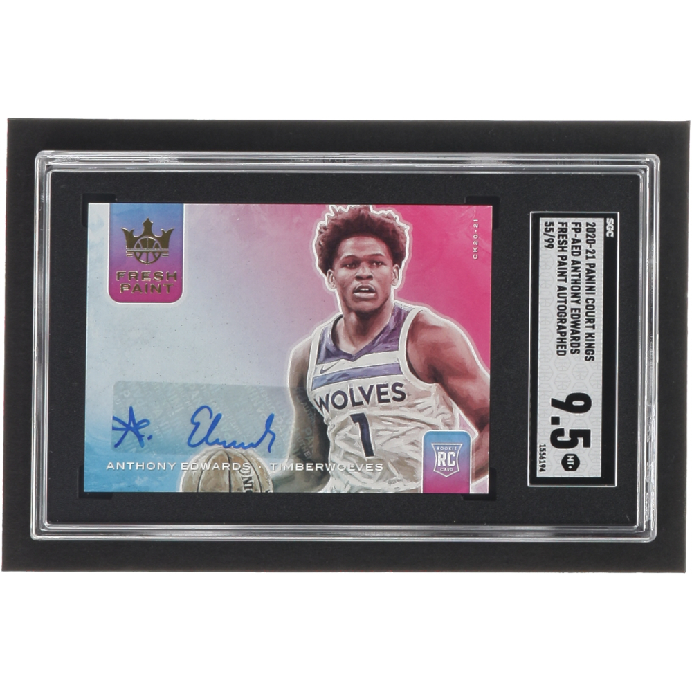 Anthony Edwards 2020-21 Court Kings Fresh Paint Autographs #42 RC #55/ ...