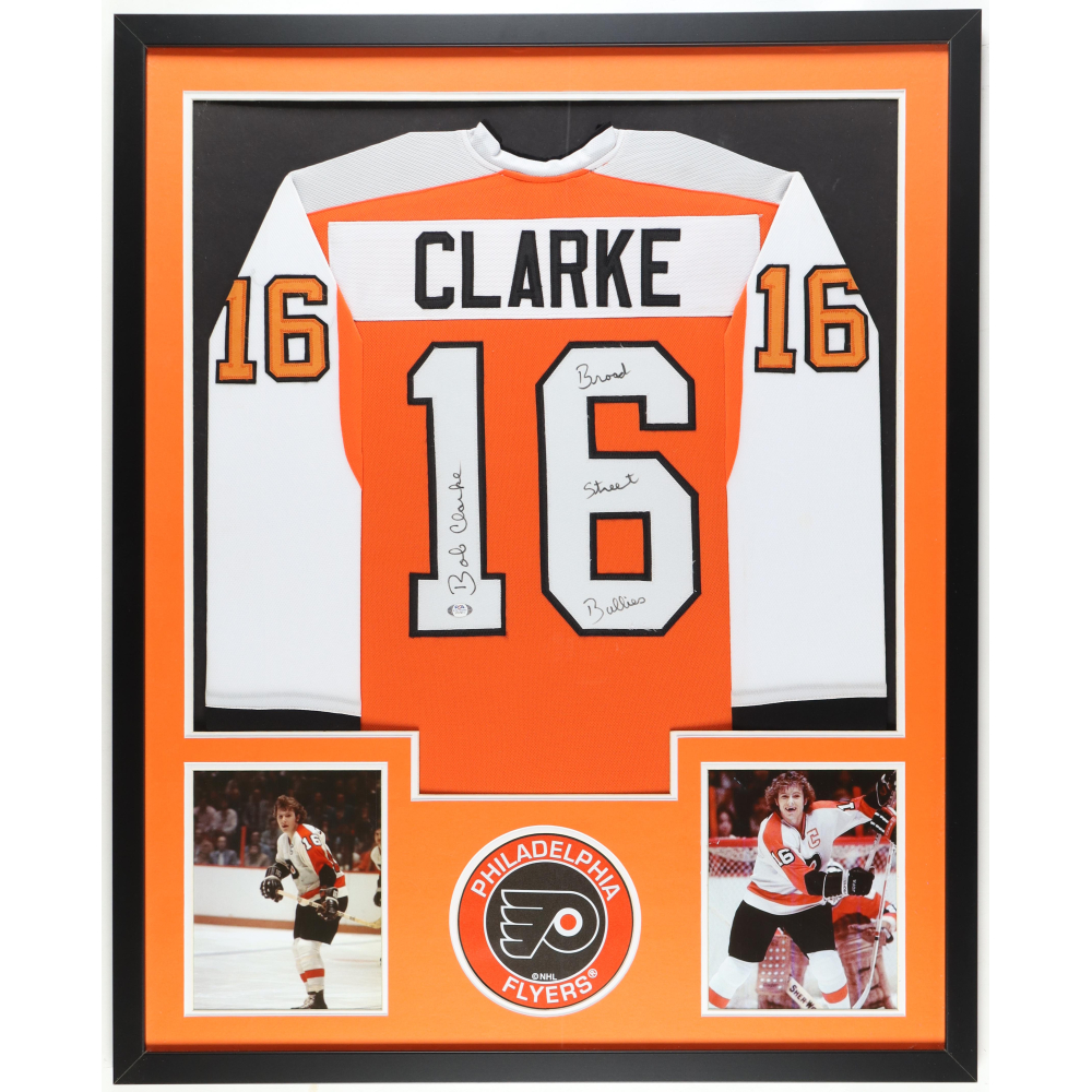 Bobby Clarke Signed Custom Framed Jersey Display Inscribed "Broad ...