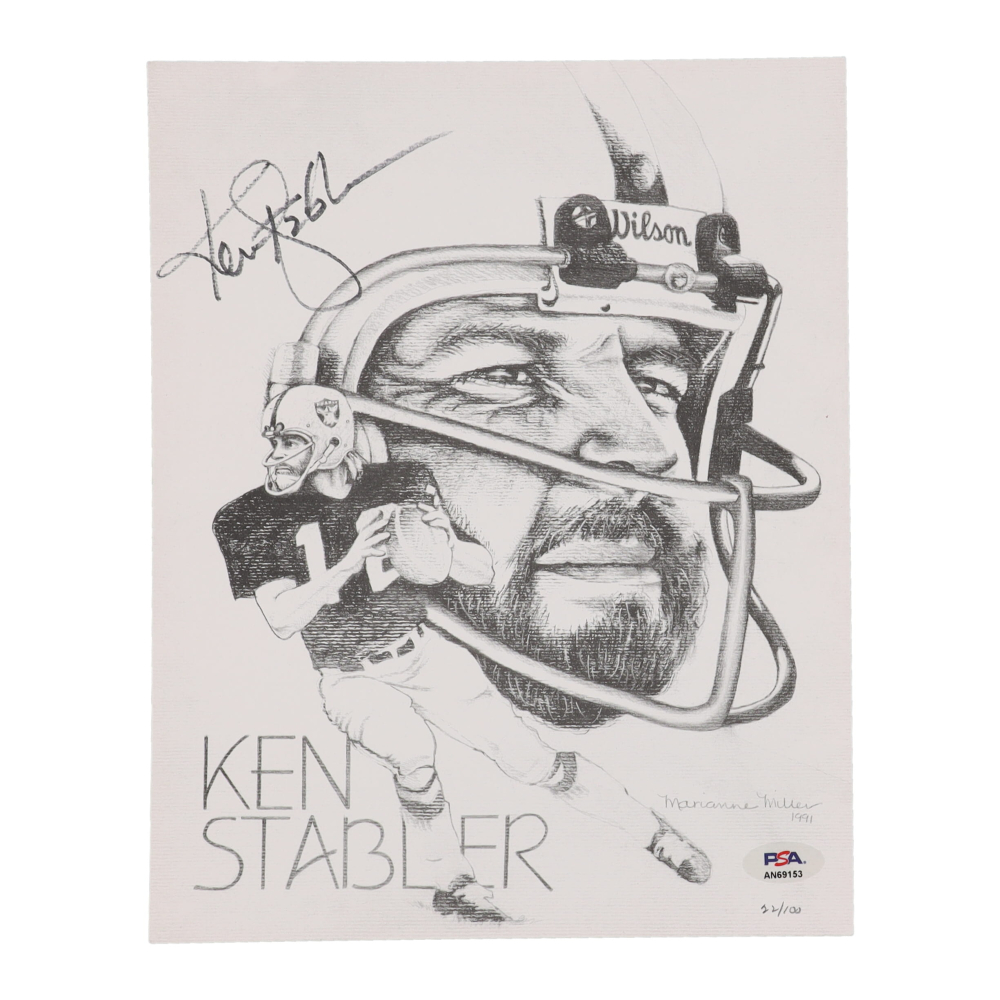 Ken Stabler Signed Raiders LE 8x10 Art Print on Parchment Paper (PSA ...