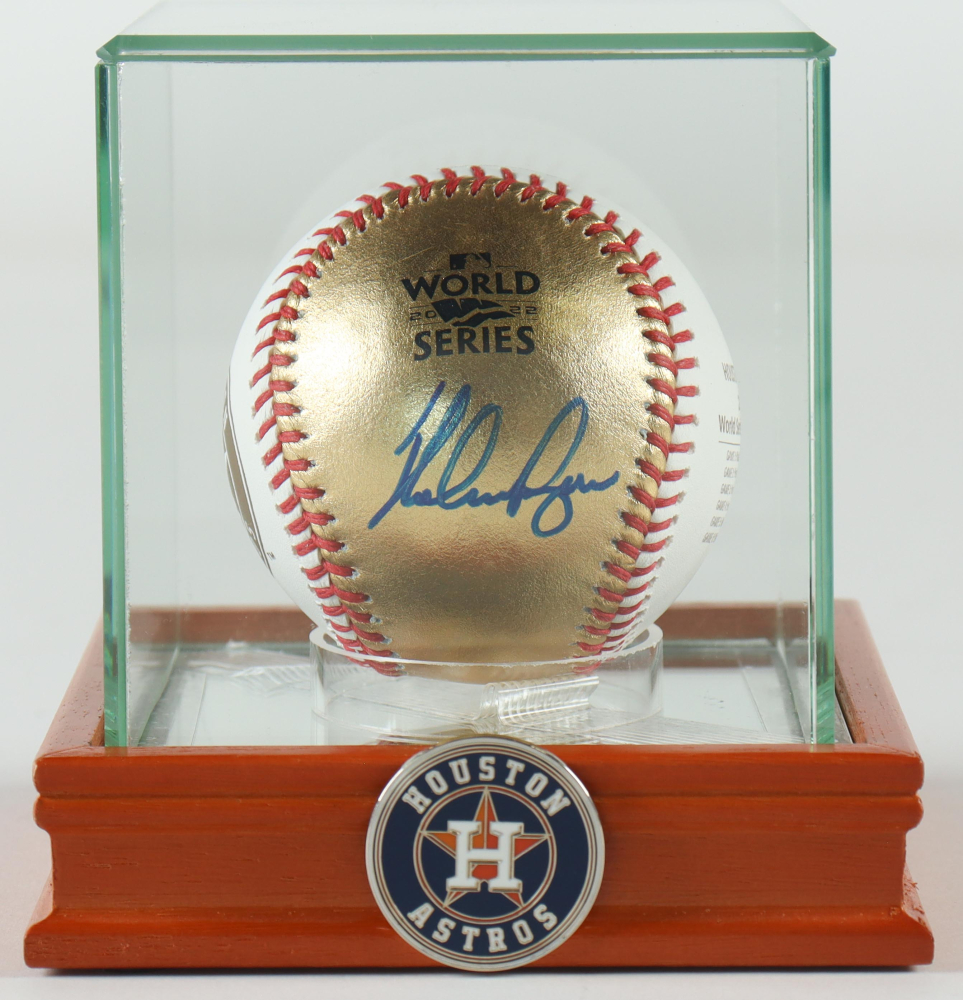 Nolan Ryan Signed 24 Karat Gold 2022 Astros World Series Champions Logo Baseball with Display ...