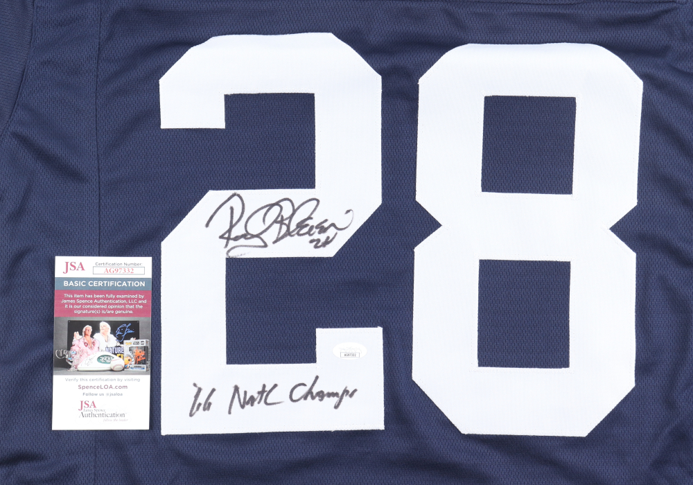 Rocky Bleier Signed Jersey Inscribed "'66 Natl Champs" (JSA) | Pristine ...
