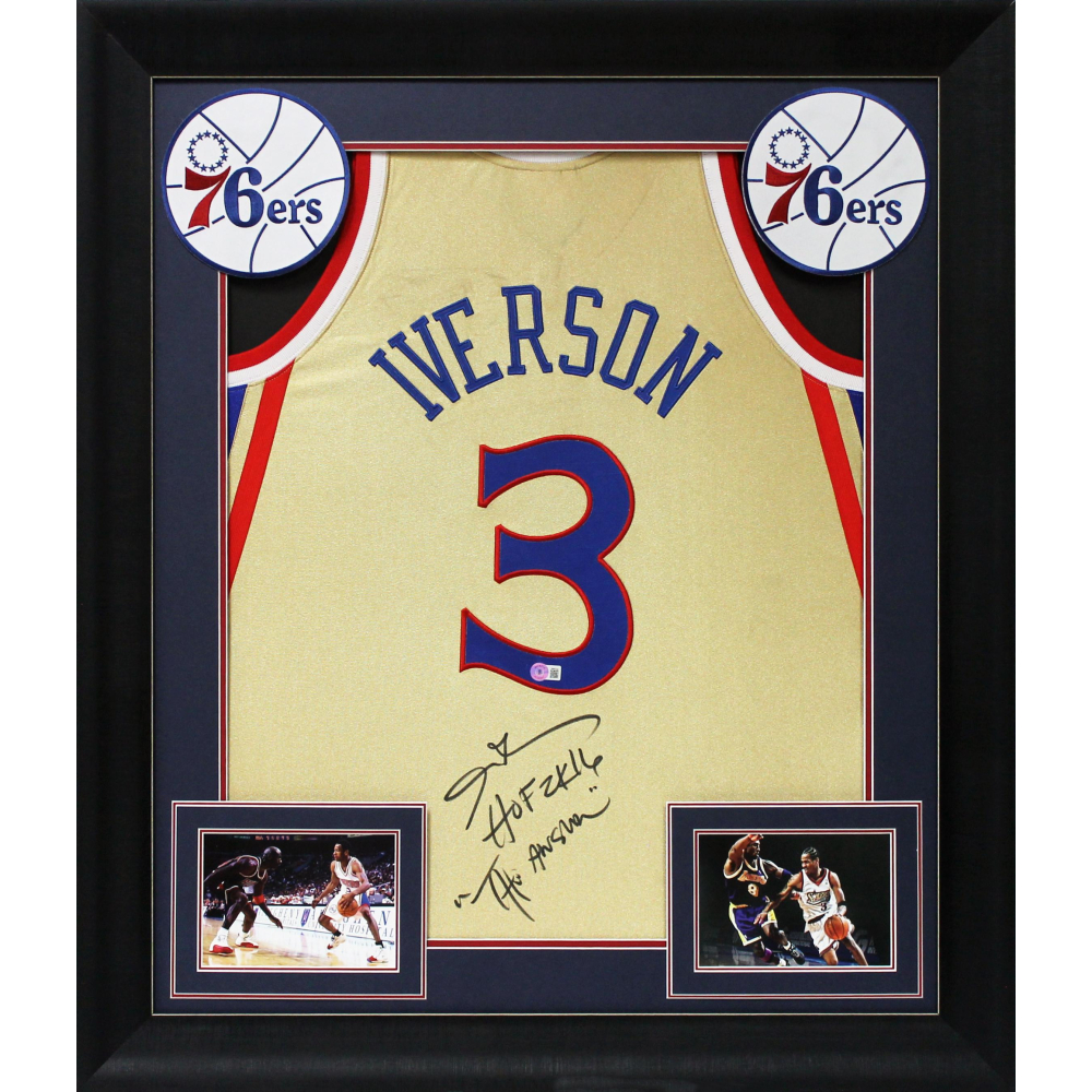 Allen Iverson Signed 76ers Custom Framed Jersey Display Inscribed "The ...