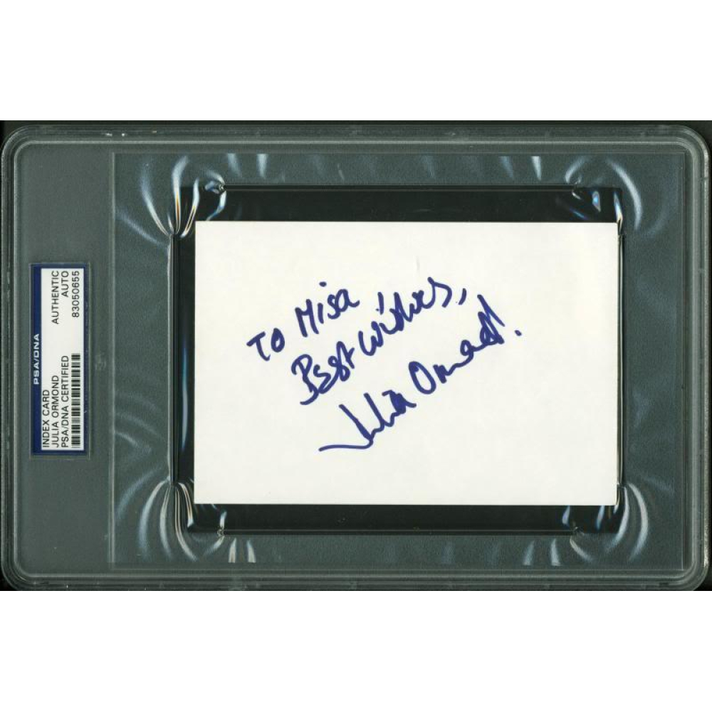 Julia Ormond Signed 4x6 Index Card Inscribed "Best Wishes" (PSA) | Pristine Auction