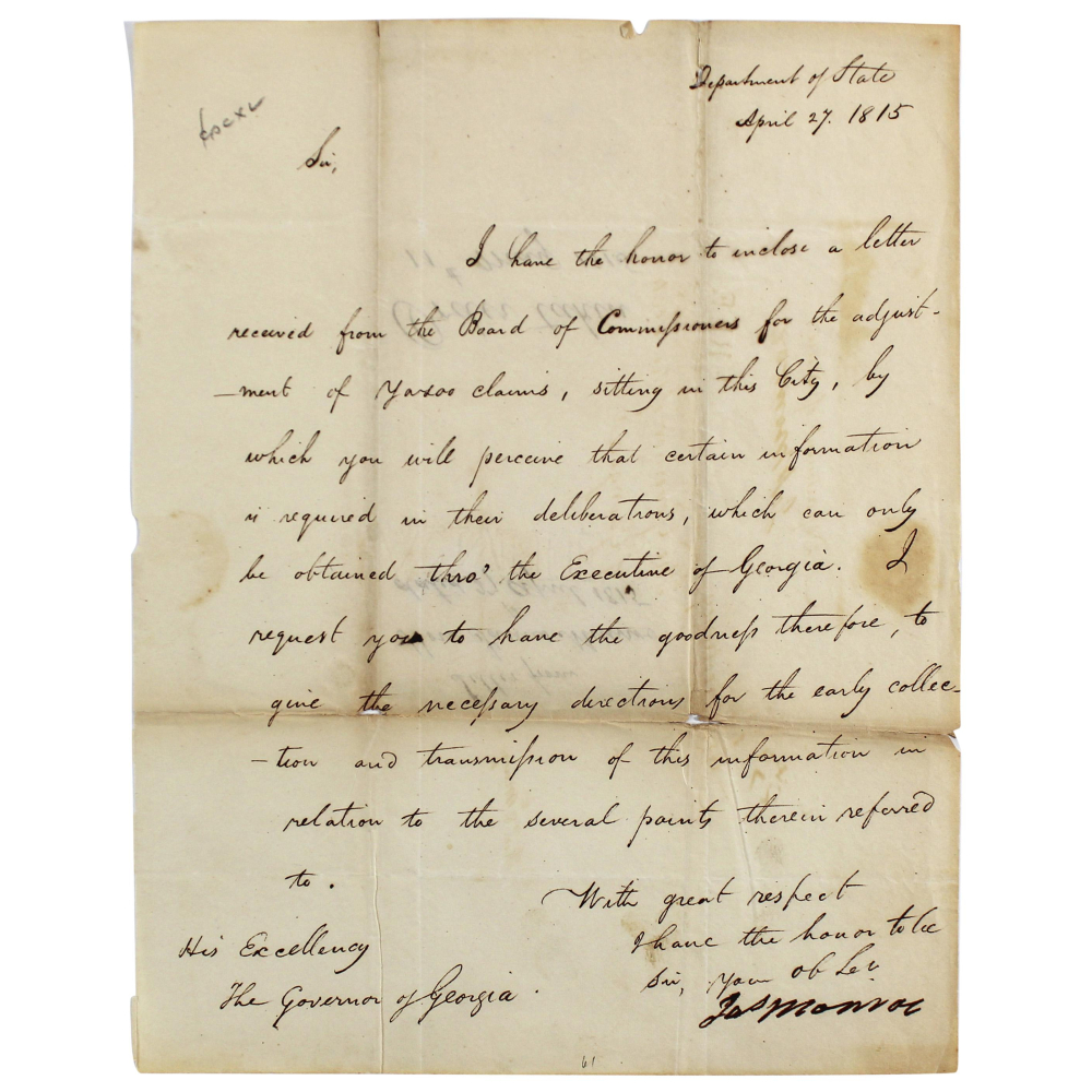 James Monroe Signed 1815 Document (Beckett) | Pristine Auction