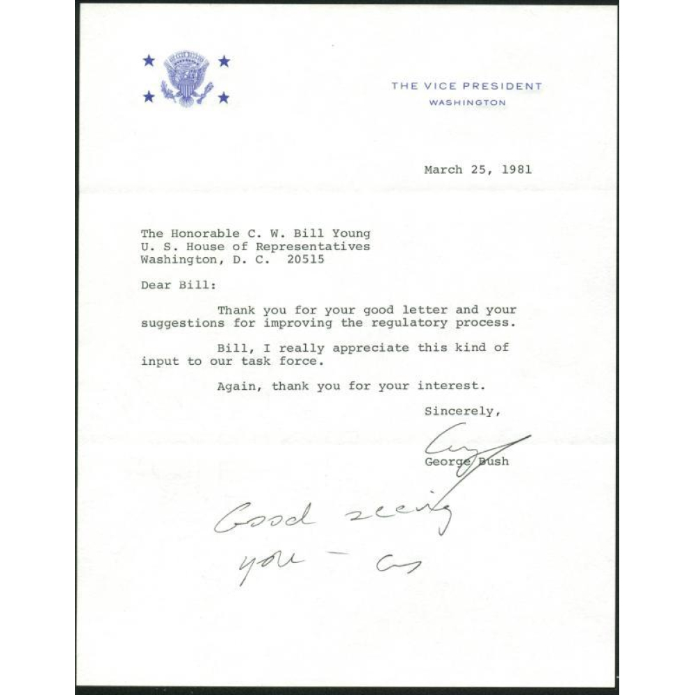 George H.W. Bush Signed 1981 Letter with Original Envelope (PSA ...