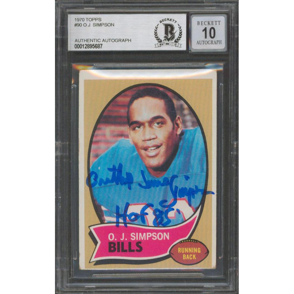 O.J. Simpson Signed 1970 Topps #90 RC Inscribed "HOF 85" (BGS ...