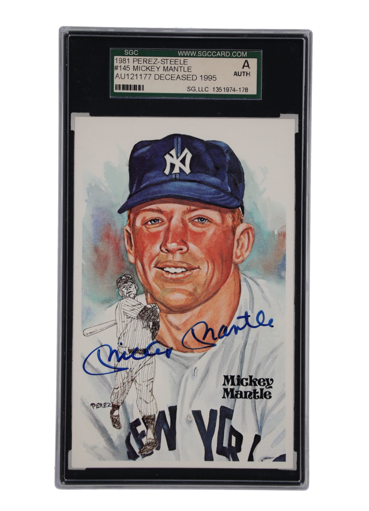 Mickey Mantle Signed 1980-02 Perez-Steele Hall of Fame Postcards #145 ...