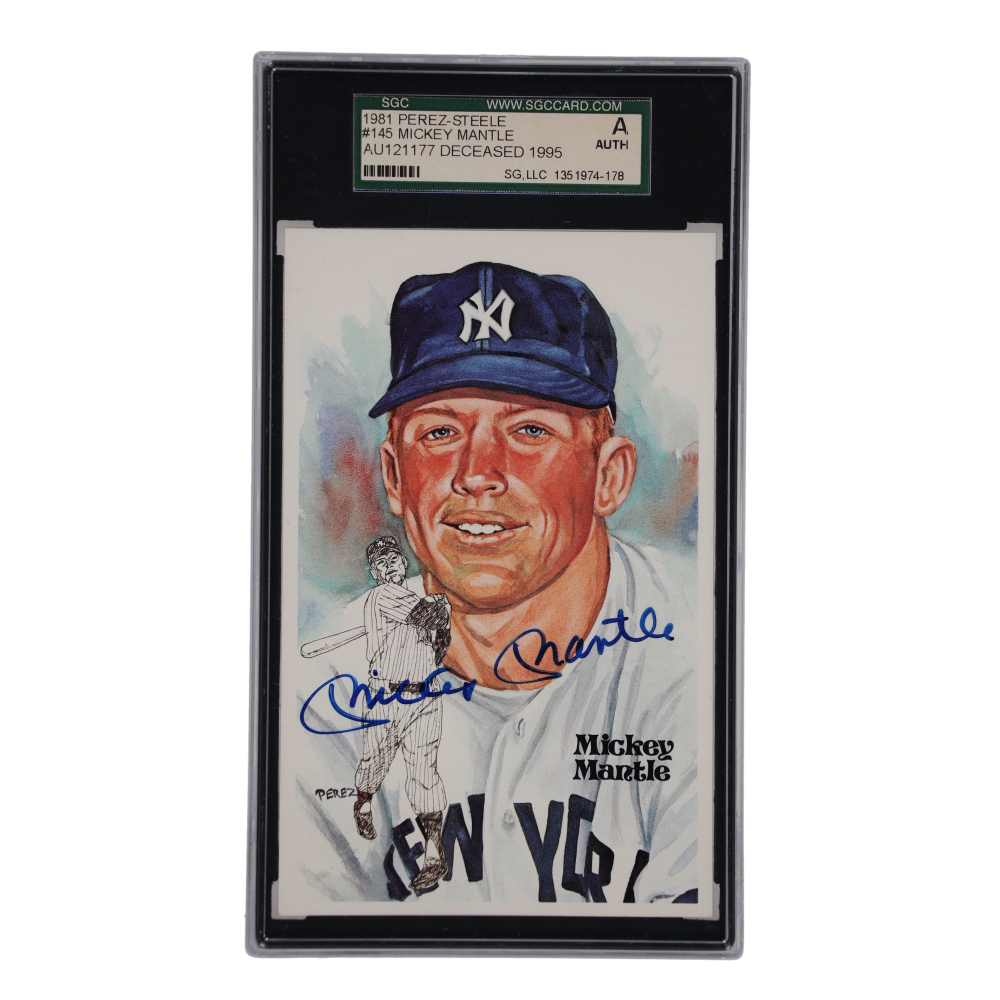 Mickey Mantle Signed 1980-02 Perez-Steele Hall of Fame Postcards #145 ...