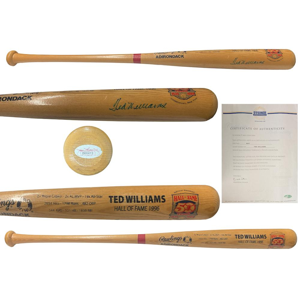 Ted Williams Signed Adirondack Career Stat Baseball Bat (JSA ...