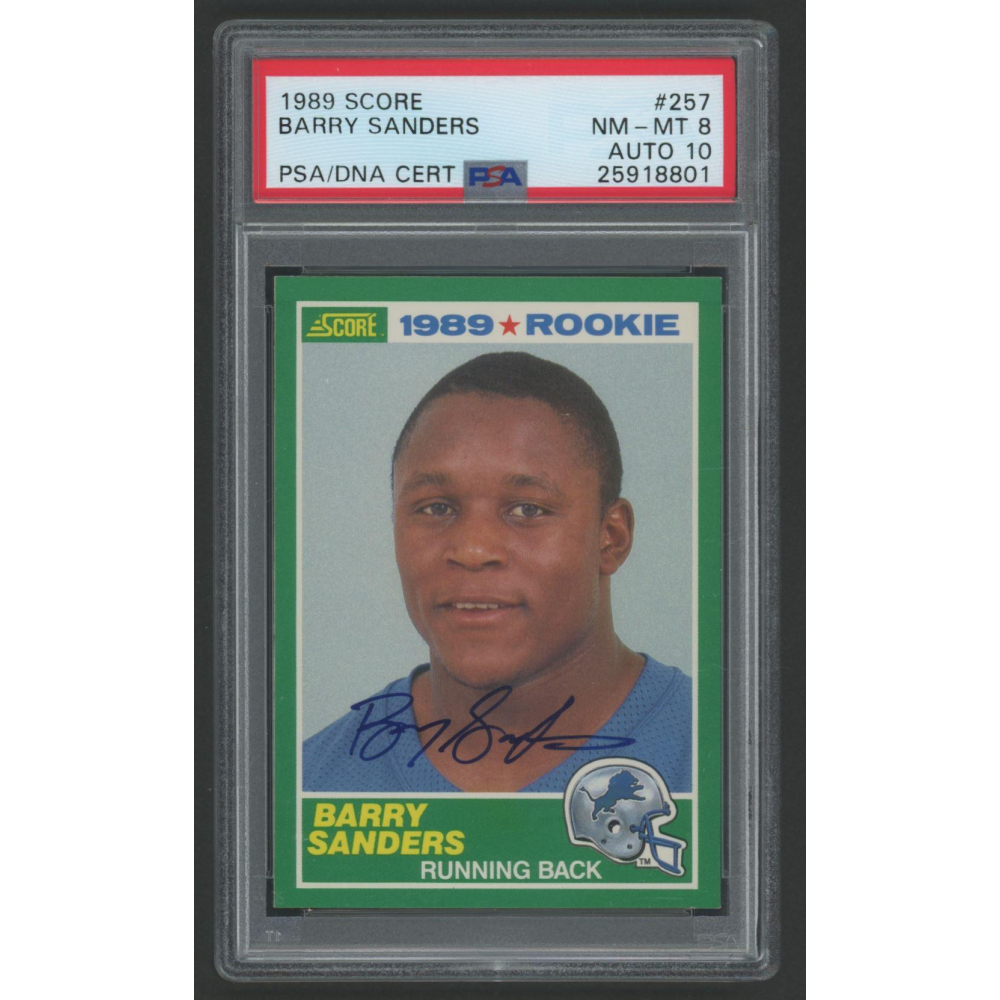 Barry Sanders Signed 1989 Score #257 RC (PSA 8 | Autograph Graded 10 ...