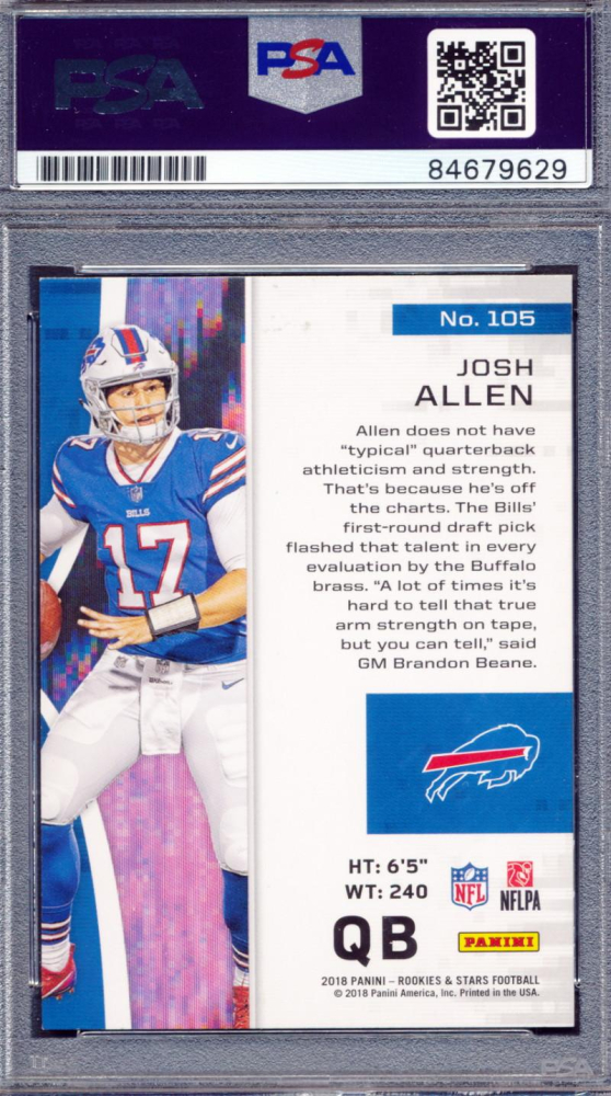 Josh Allen Signed 2018 Rookies and Stars #105 RC (PSA) | Pristine Auction