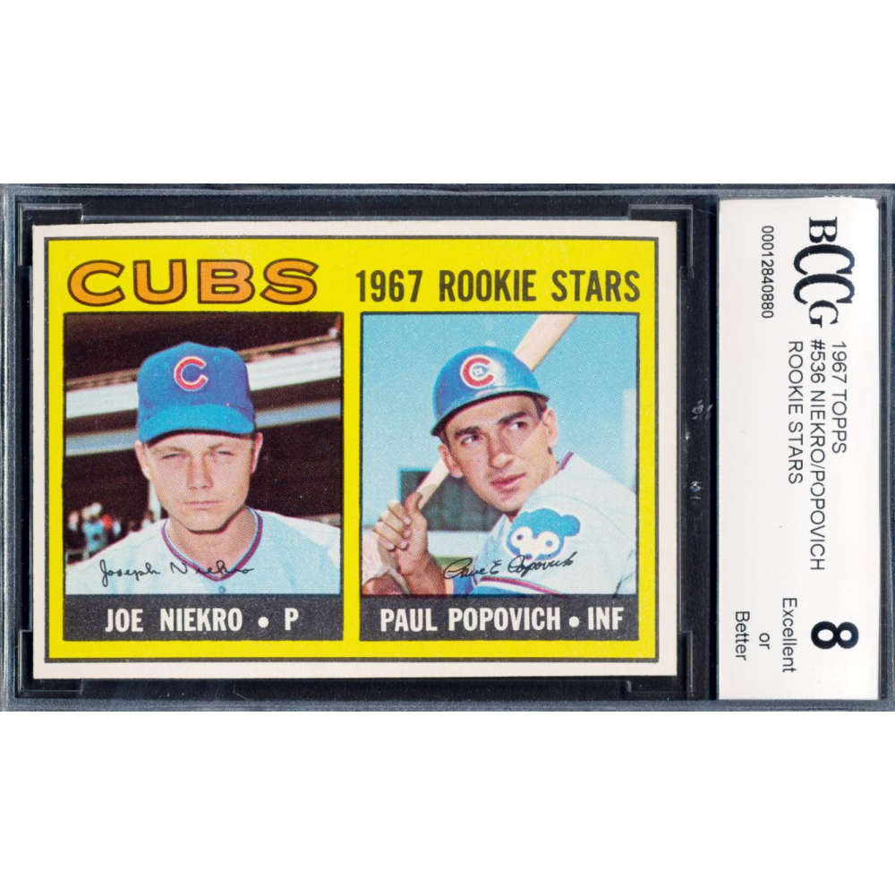 Joe Niekro / Paul Popovich 1967 Topps #536 Rookie Stars RC (BCCG 8 ...