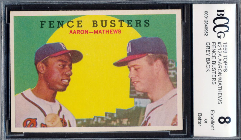 Hank Aaron / Eddie Mathews 1959 Topps #212 Fence Busters (BCCG 8 ...