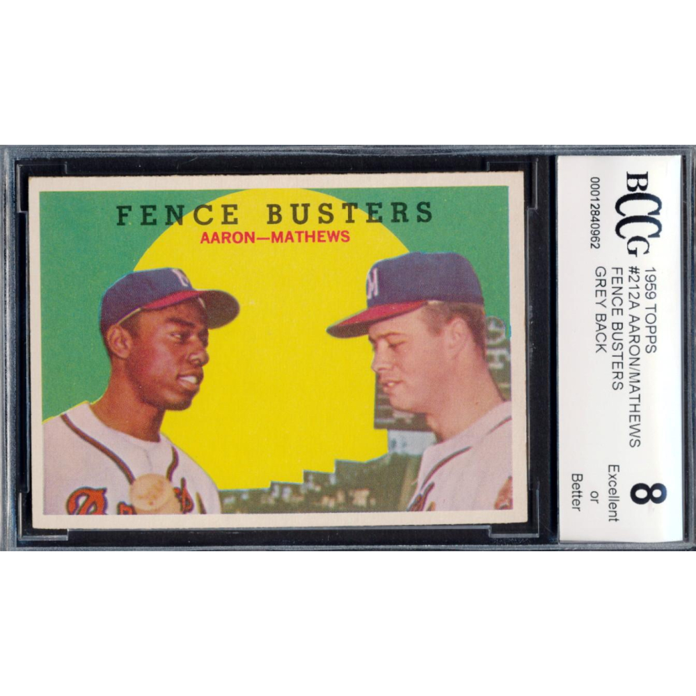 Hank Aaron / Eddie Mathews 1959 Topps #212 Fence Busters (BCCG 8 ...