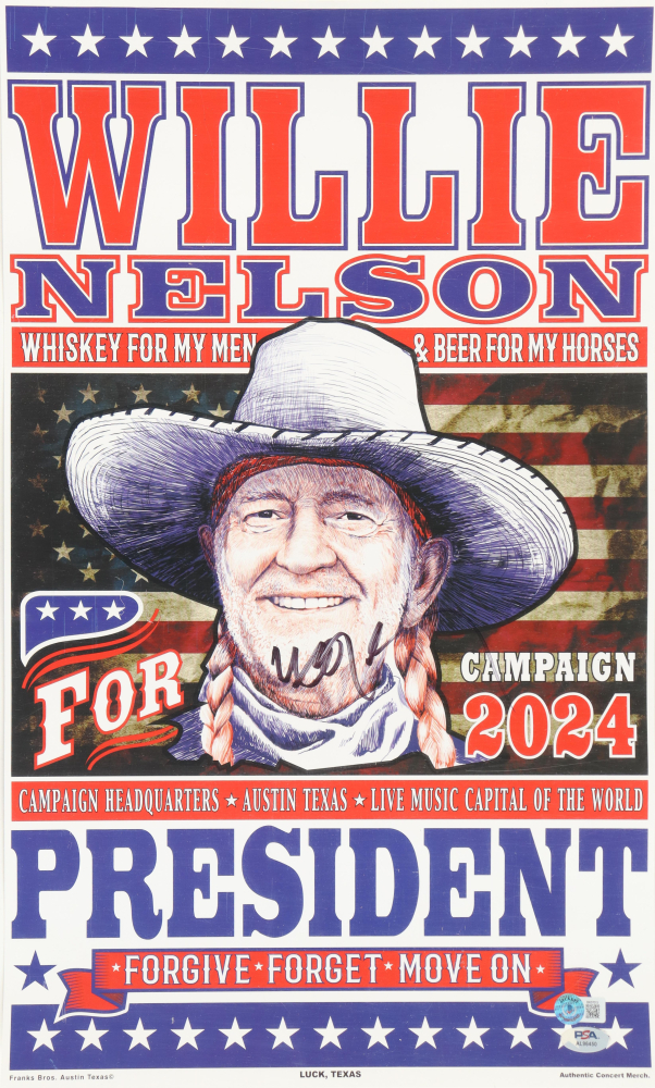 Willie Nelson Signed 13x22 Print (Beckett) | Pristine Auction