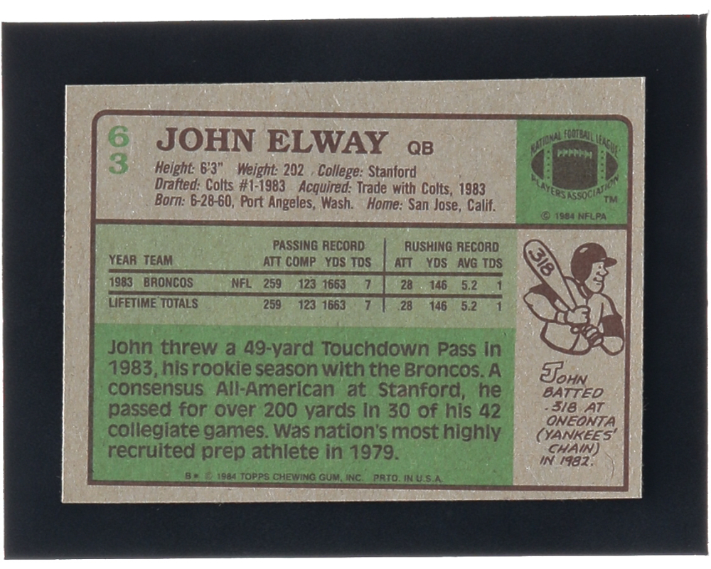 John Elway 1984 Topps #63 RC | Pristine Auction