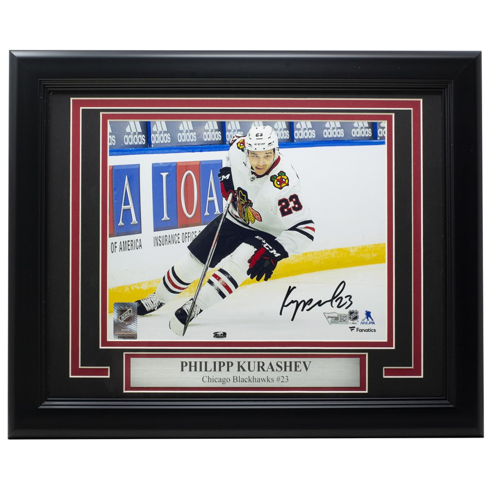 Philipp Kurashev Signed Blackhawks Custom Framed Photo (Fanatics ...