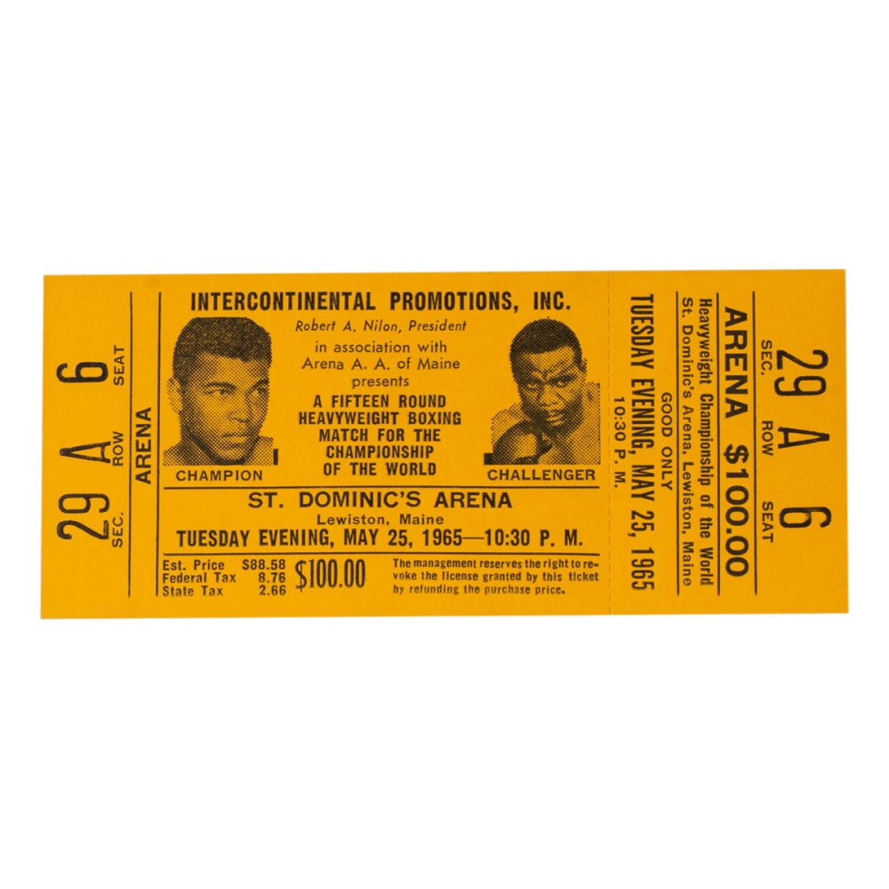 1965 Muhammad Ali & Sonny Liston Fight Ticket | Pristine Auction