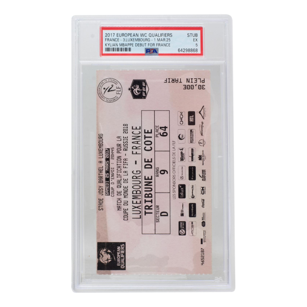 Kylian Mbappe 2017 European World Cup Qualifiers Debut Ticket Stub (PSA ...