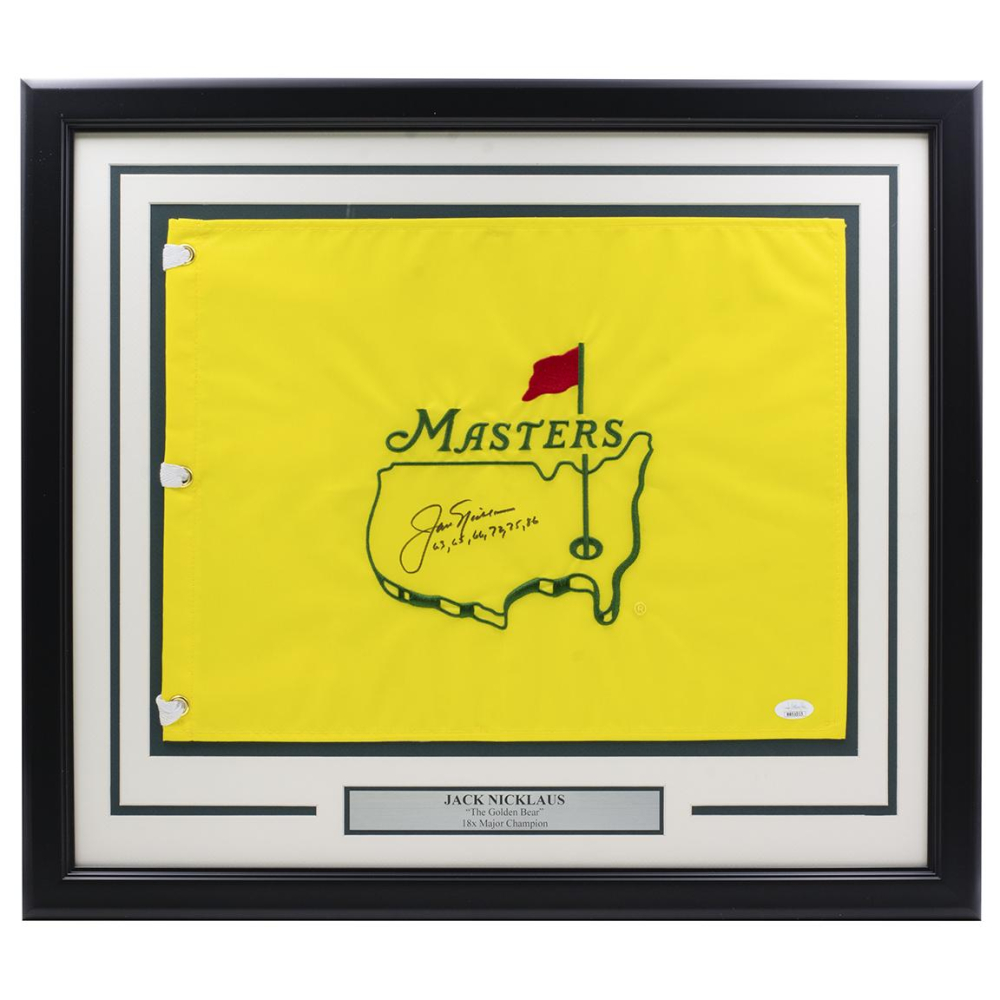 Jack Nicklaus Signed Masters Custom Framed Pin Flag Display Inscribed ...