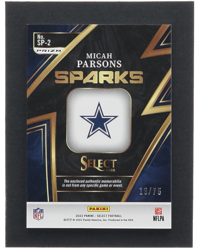 Micah Parsons 2022 Select Sparks Materials Prizm White #2 #19/75 ...