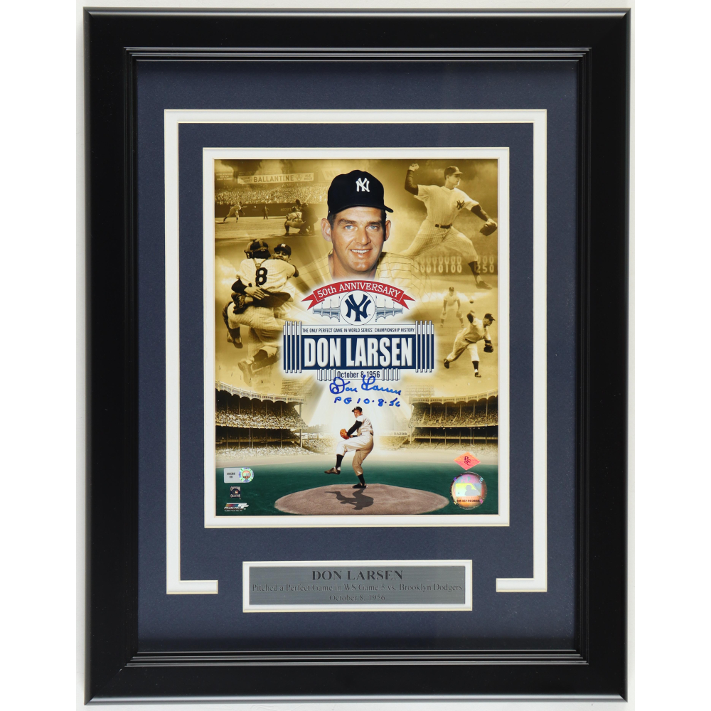 Don Larsen Signed Custom Framed Photo Inscribed "PG 10-8-56" (MLB ...