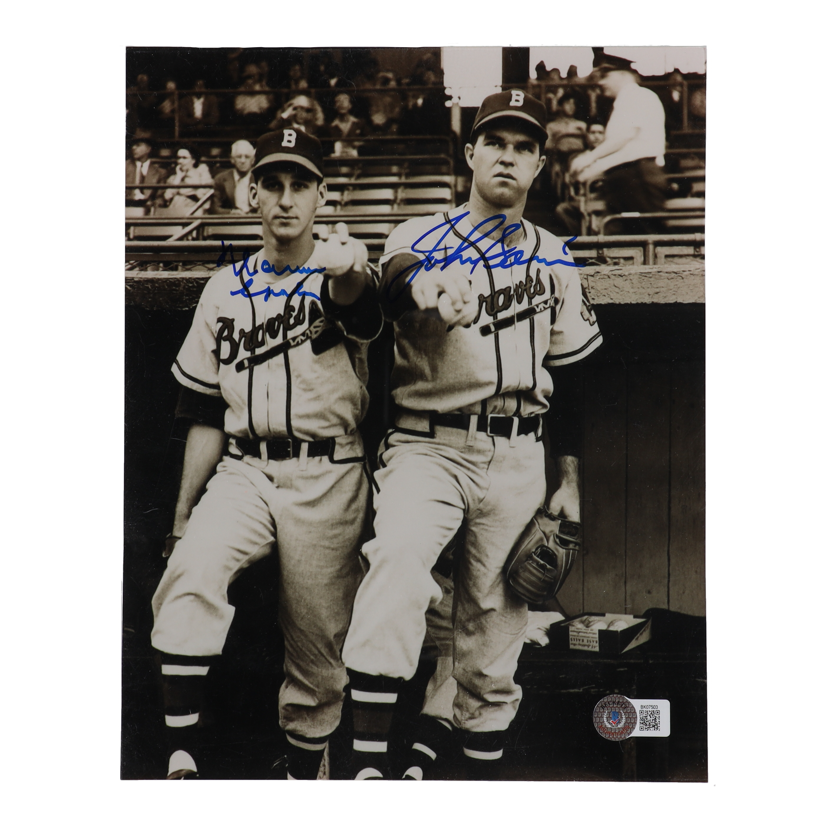 Warren Spahn & Johnny Sain Signed Braves 8x10 Photo (Beckett ...