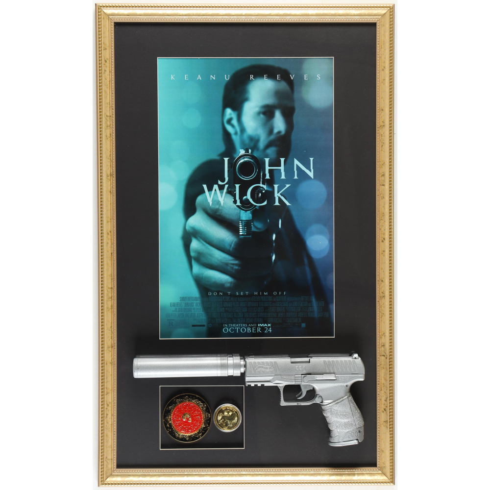 "John Wick" Custom Framed Movie Poster Display with Prop Replica Pistol ...