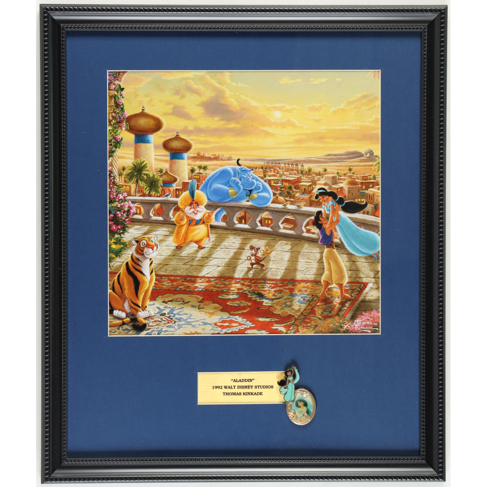 Thomas Kinkade "Aladdin" Custom Framed Print Display with (2) Character ...
