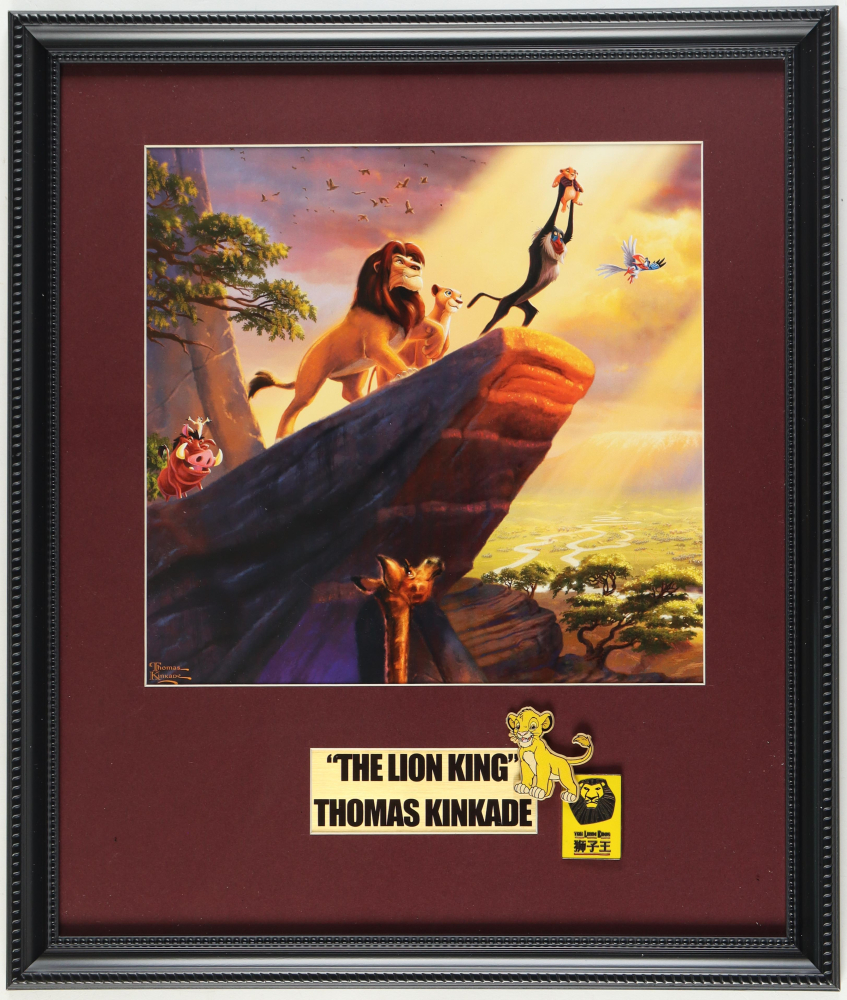 Thomas Kinkade "The Lion King" Custom Framed Print Display with Simba ...