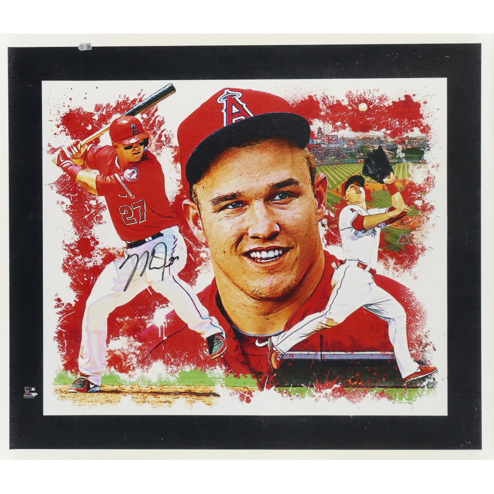 Mike Trout Signed Angels 25x30 Print On Canvas Display (MLB) | Pristine ...