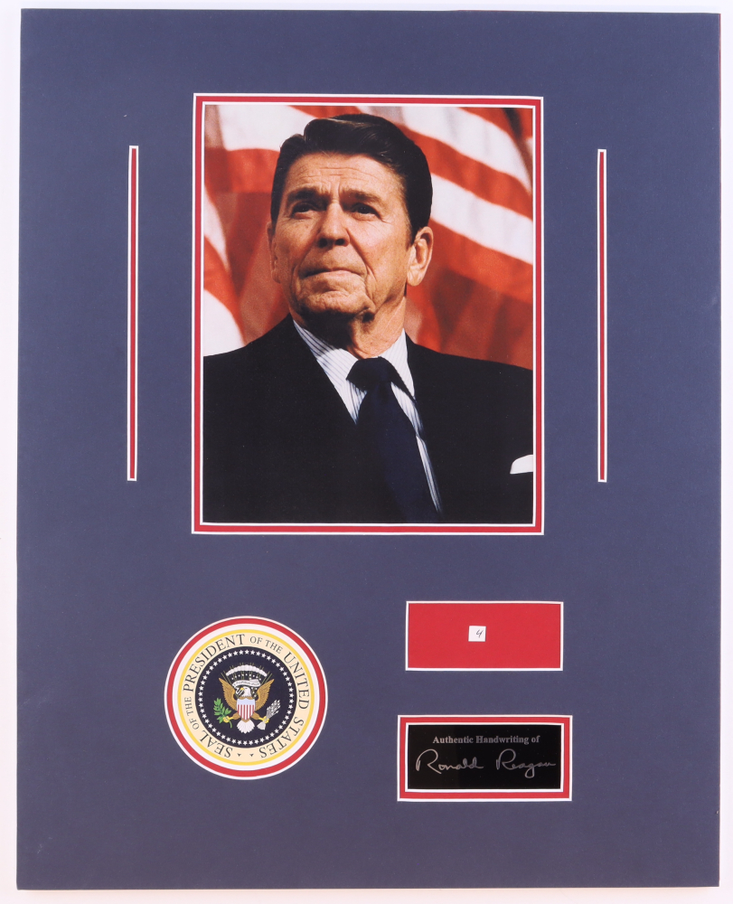 Ronald Reagan Hand-Written Custom Matted Cut Display (Beckett ...