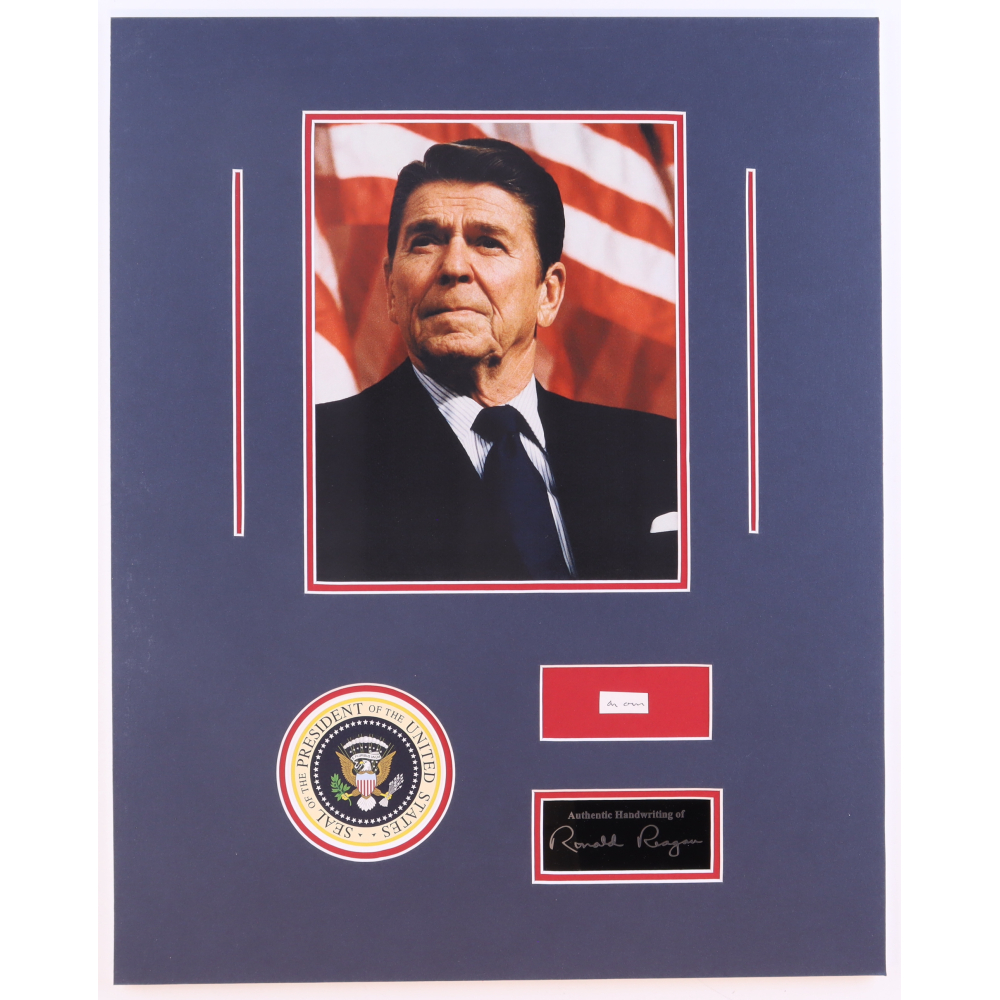 Ronald Reagan Hand-Written Custom Matted Cut Display (Beckett ...