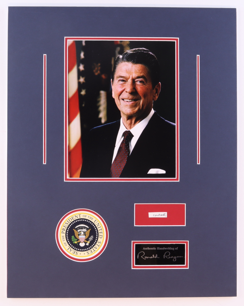 Ronald Reagan Hand-Written Custom Matted Cut Display (Beckett ...