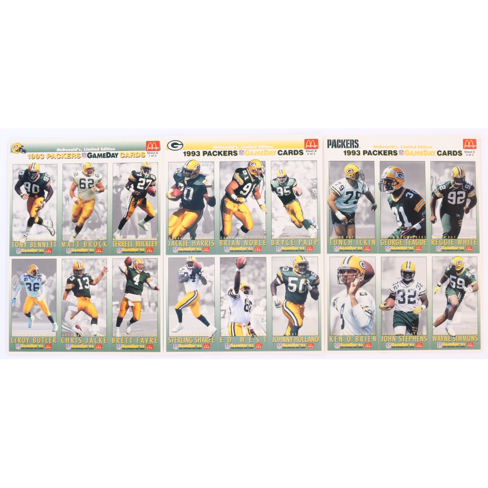 Complete Set Of Uncut Sheets Of 1993 Packer's GameDay Football Cards ...