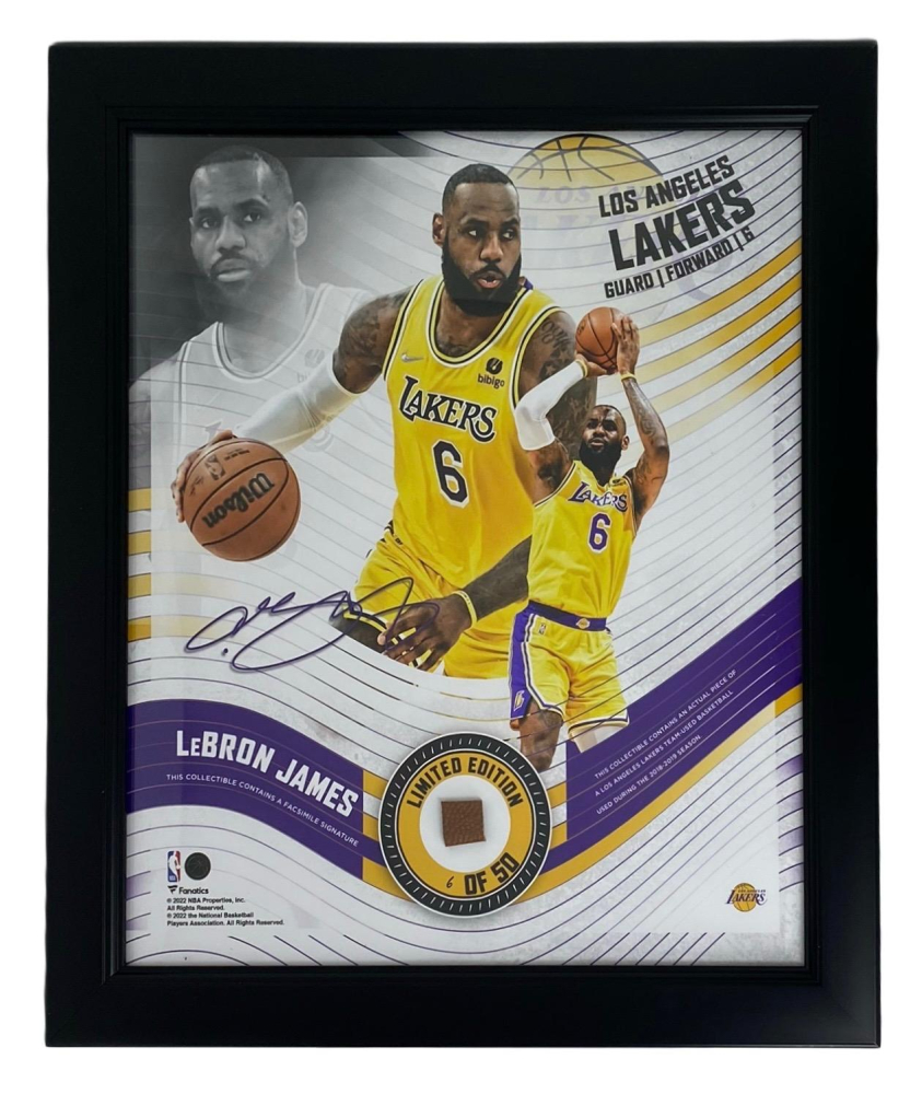 Lebron James LE Lakers Custom Framed Game-Used Basketball Piece Display ...