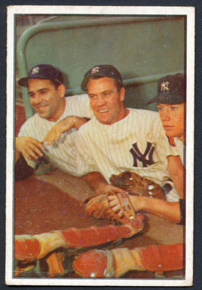 Yogi Berra / Hank Bauer / Mickey Mantle 1953 Bowman Color #44 ...