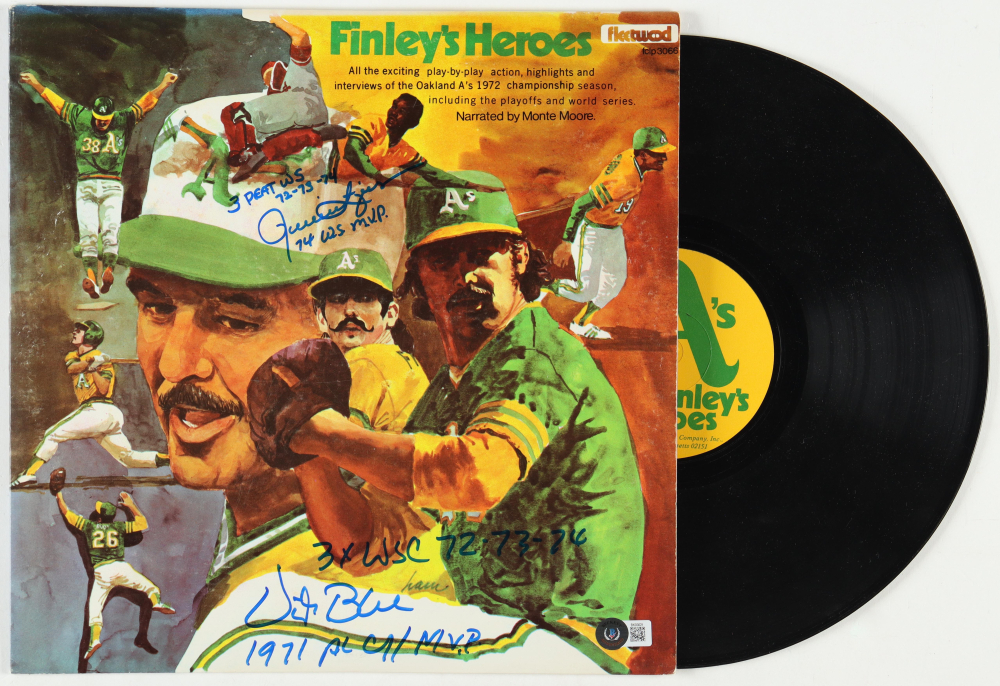 Vida Blue & Rollie Fingers Signed "Finley's Heroes" Record Sleeve With ...