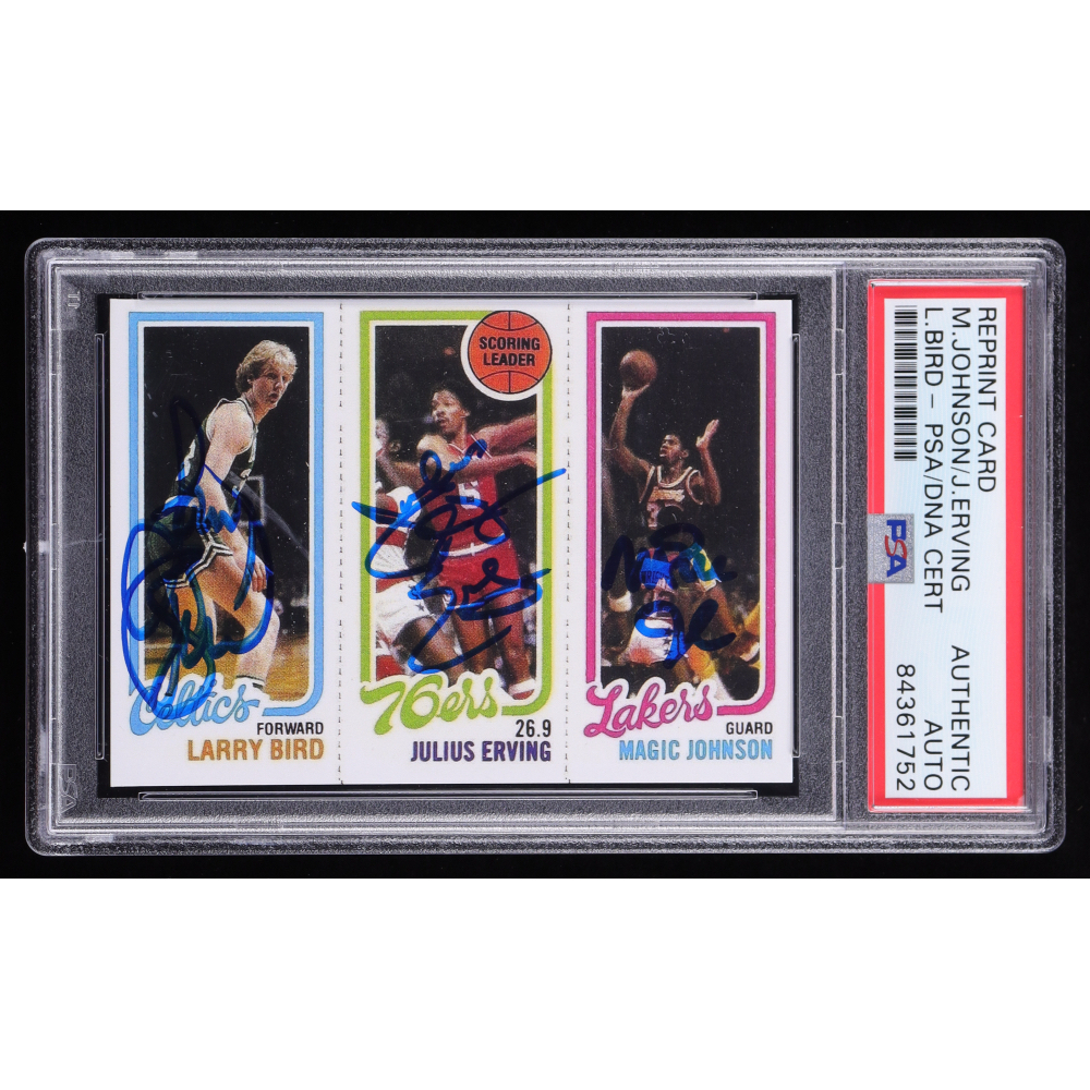 Larry Bird, Julius Erving & Magic Johnson Signed 1980-81 Topps #6 ...
