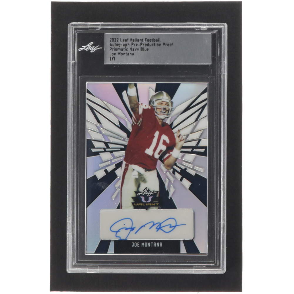 Joe Montana 2022 Leaf Valiant Navy Blue Pre-Production Proof #NNO #1/1 ...