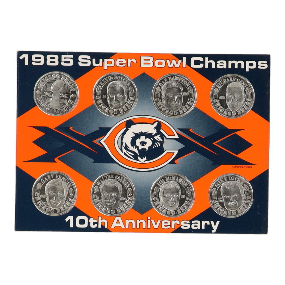 Vintage 1985 Bears Super Bowl XX Champs 10th Anniversary (8) Coin Set ...