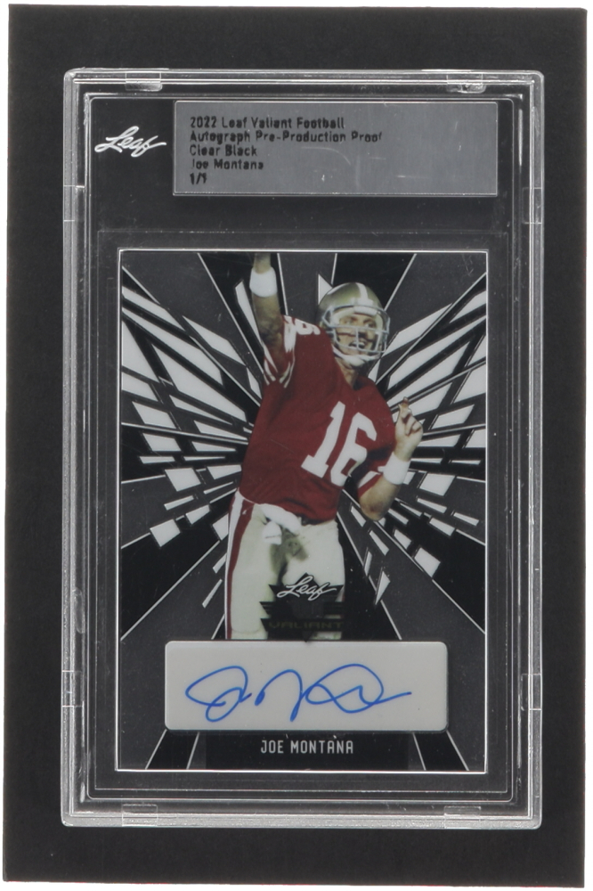 Joe Montana 2022 Leaf Valiant Clear Black Pre-Production Proof #NNO #1/ ...