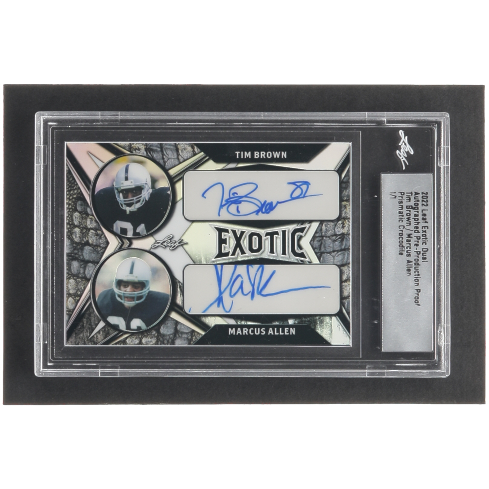 Tim Brown / Marcus Allen 2022 Leaf Exotic Dual Autographs Crocodile Pre ...