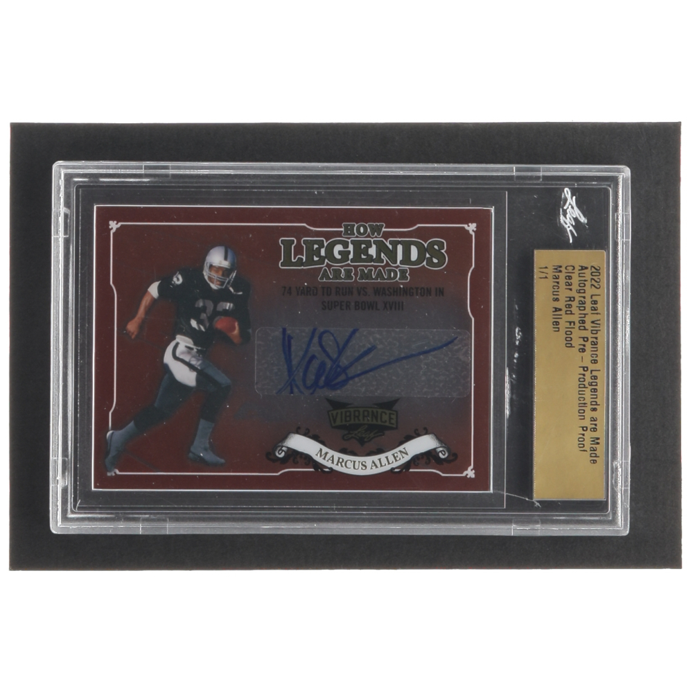 Marcus Allen 2022 Leaf Vibrance How Legends are Made Autographs Clear ...