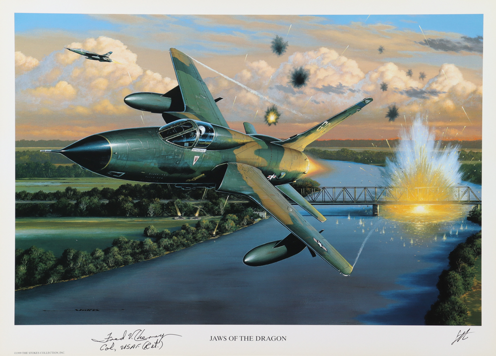 Stan Stokes Lithograph Signed By Fred Cherry Inscribed "COL, USAF 'Rel ...